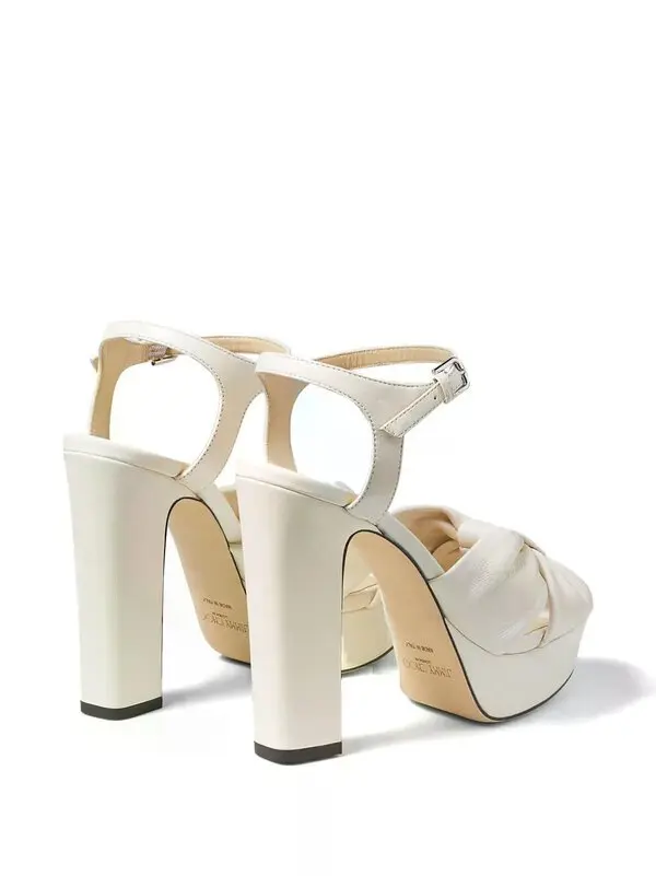 JIMMY CHOO Heloise 120 Nappa Leather Platform Sandals - White