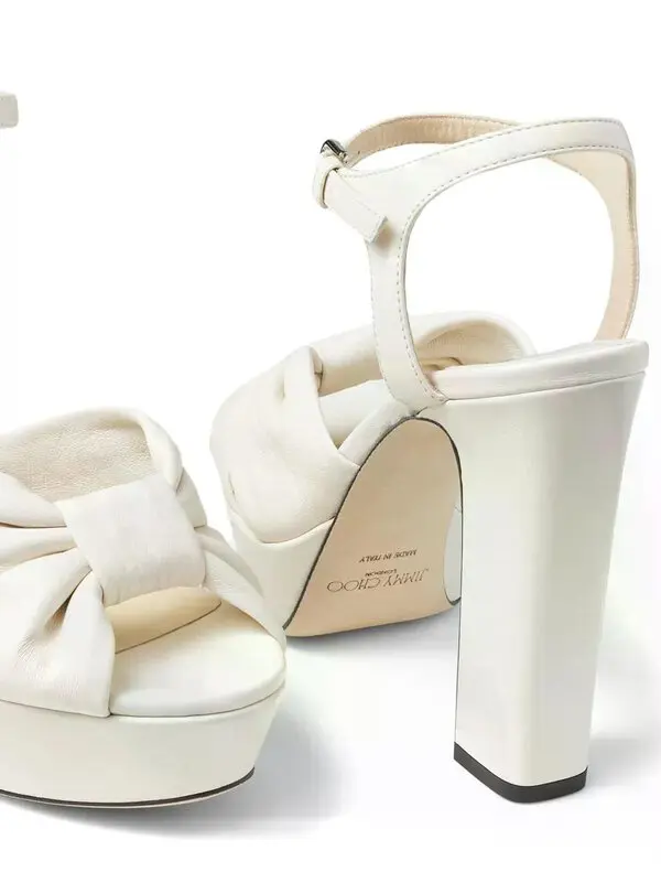 JIMMY CHOO Heloise 120 Nappa Leather Platform Sandals - White