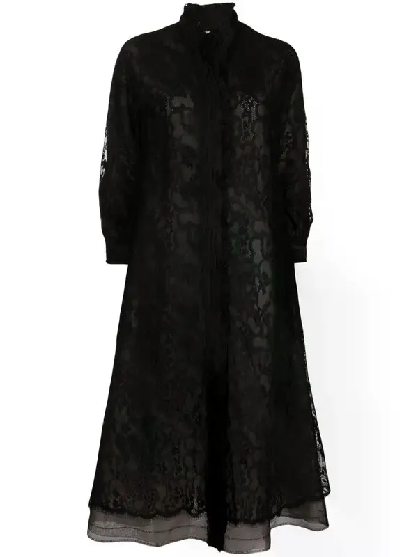 Shiatzy Chen Lace Pleated Single-breasted Coat - Black