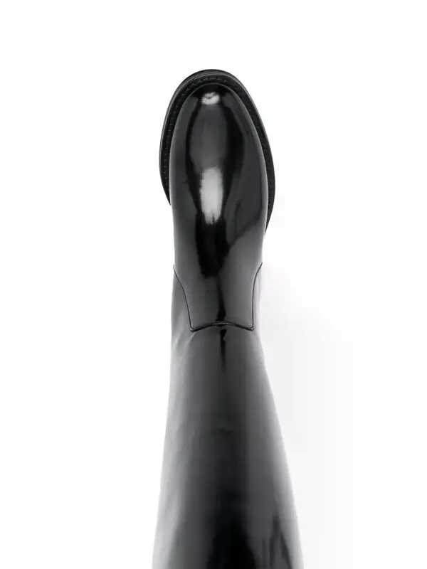 Saint Laurent Calf Leather Glossed Knee High Boots