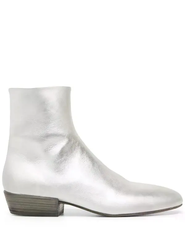 Marsèll Granblocco Metallic-leather Ankle Boots - Silver