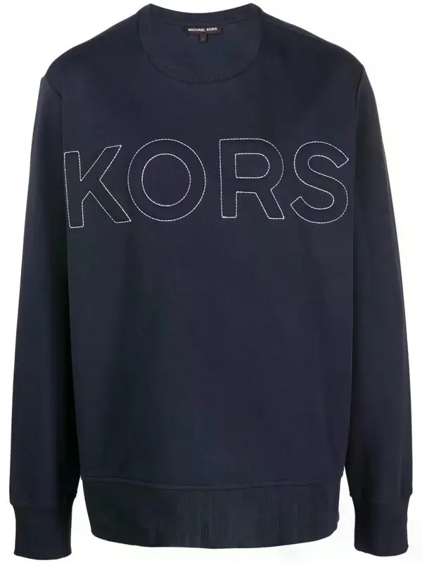 Michael Kors Logo-embossed Crew-neck Sweatshirt - Blue