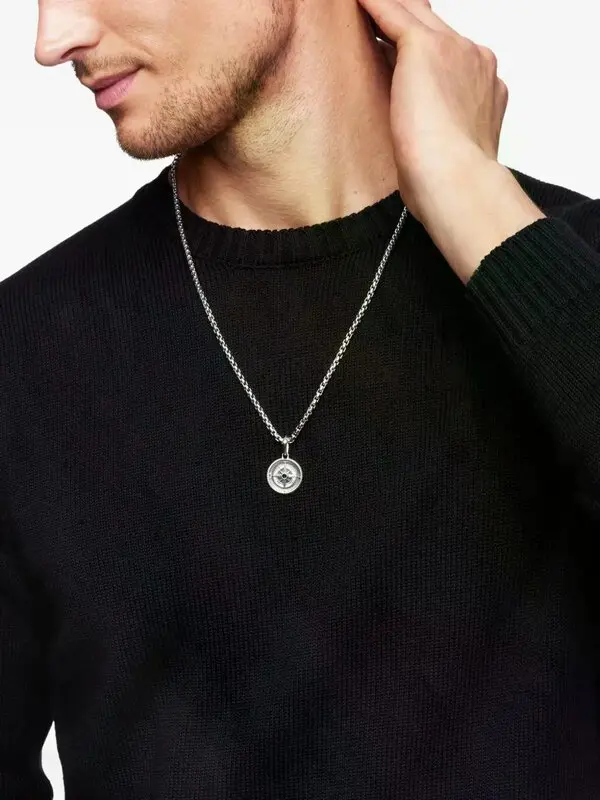 David Yurman Sterling Pavé Black Diamond Compass Amulet - Silver