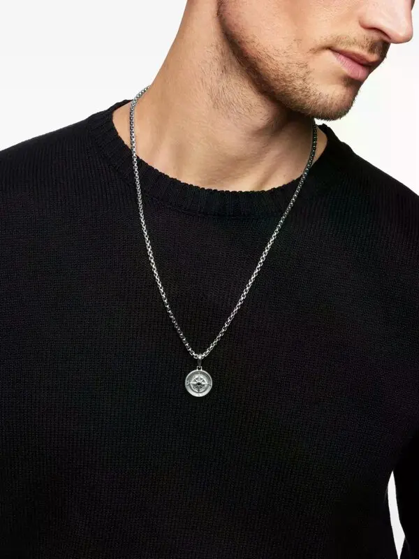 David Yurman Sterling Pavé Black Diamond Compass Amulet