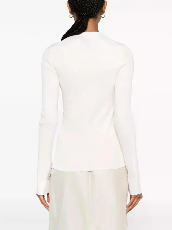 JIL SANDER Ribbed Knit Crew Neck Top - Neutrals