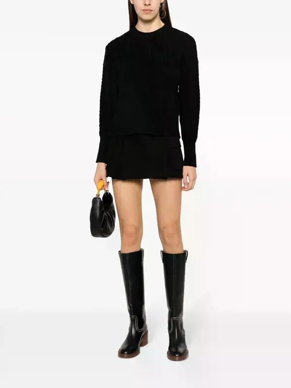 Pinko Ribbed-knit Jumper With Chain-link Embroidery - Black