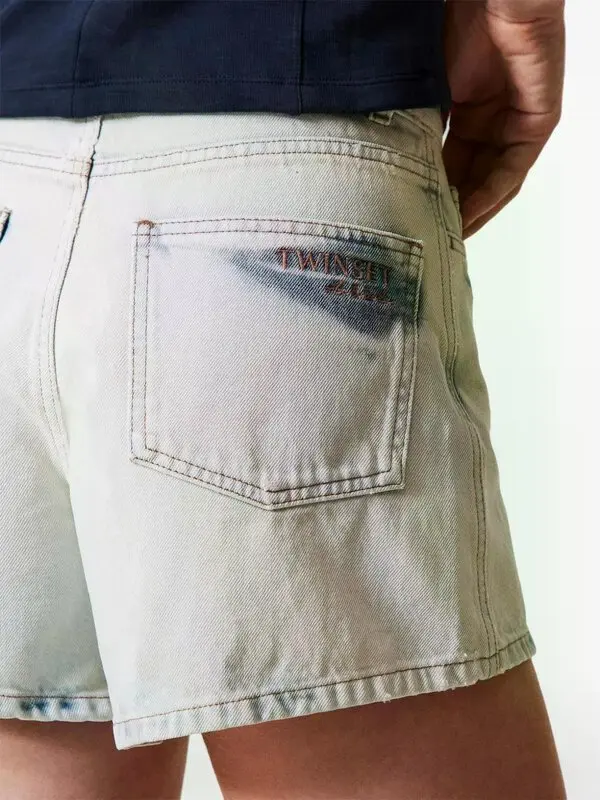 TWINSET Super Bleached Denim Shorts