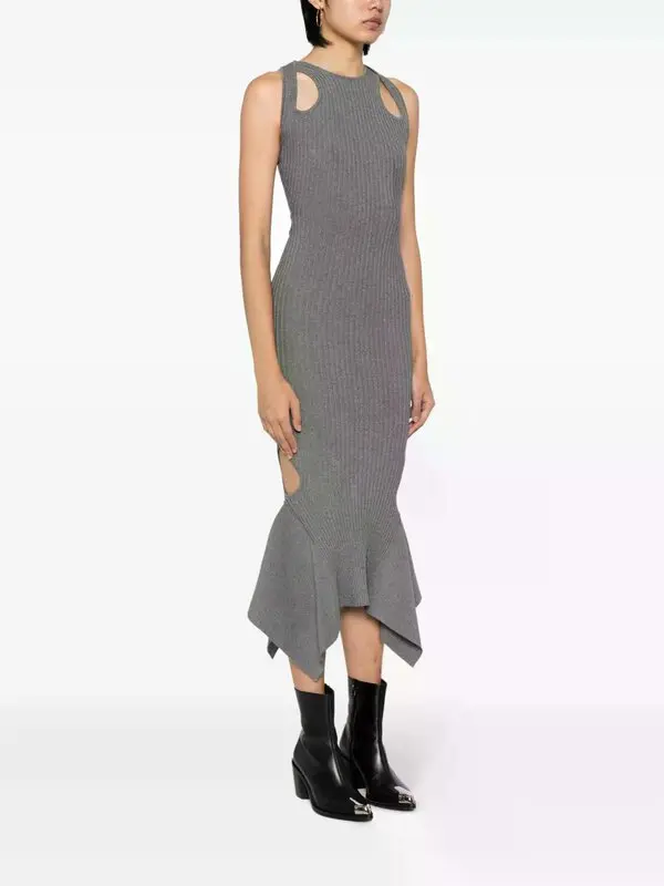 ANDREĀDAMO Cut-out Ribbed Knit Midi Dress
