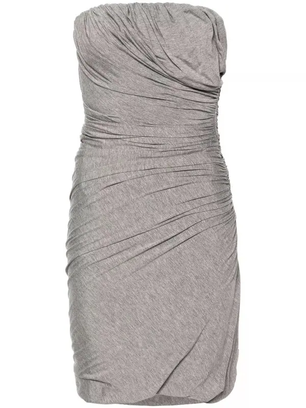 Attico Strapless Ruched Jersey Mini Dress - Grey
