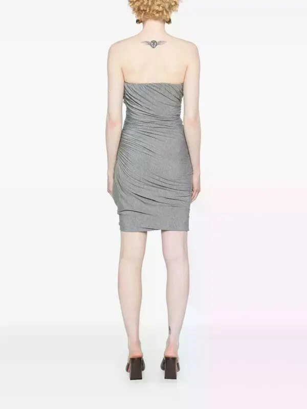 Attico Strapless Ruched Jersey Mini Dress - Grey