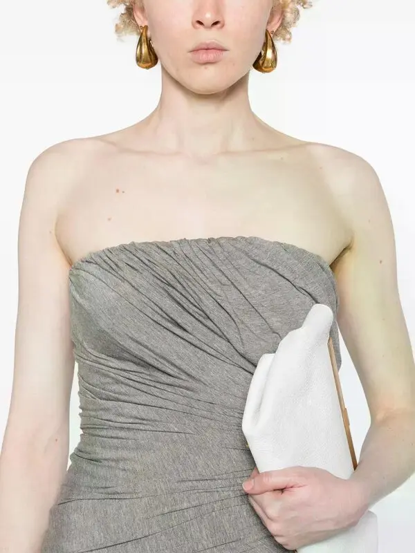 Attico Strapless Ruched Jersey Mini Dress - Grey