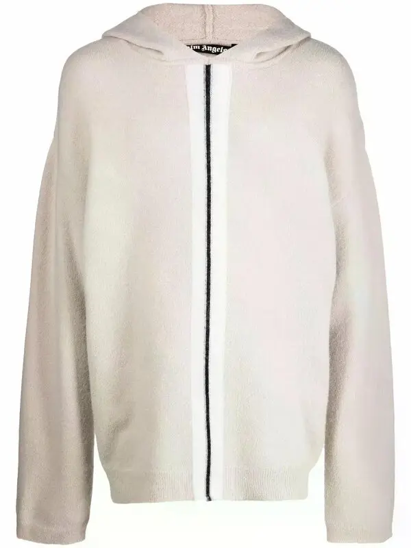 Palm Angels Striped Knit Hoodie - Neutrals