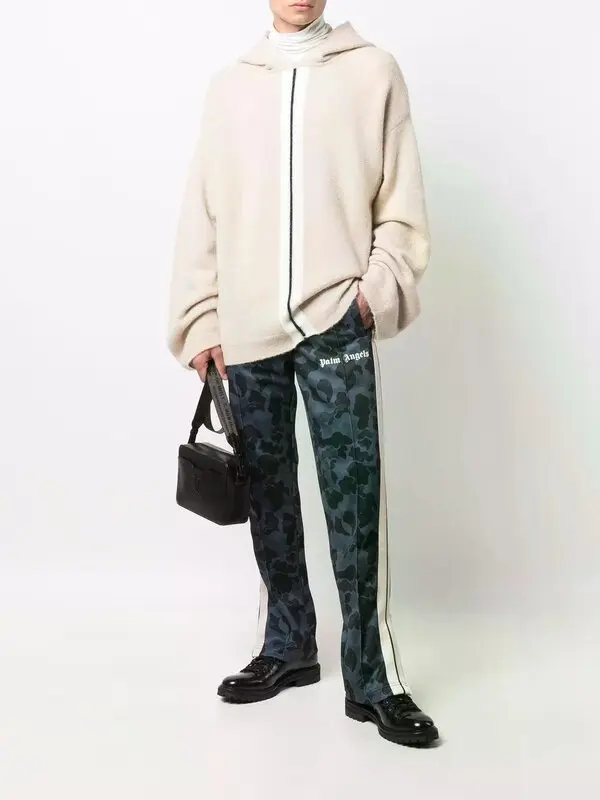 Palm Angels Striped Knit Hoodie