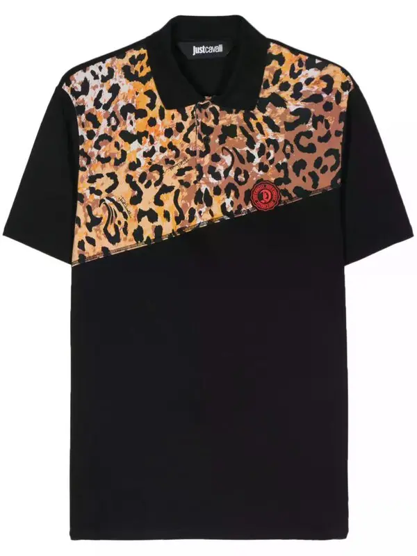 Just Cavalli Leopard-print Logo-detail Polo Shirt