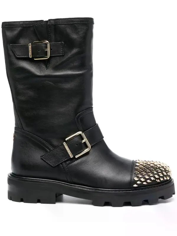 JIMMY CHOO Biker Ii Stud-embellished Mid-calf Boots