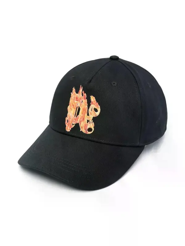 Palm Angels Burning Monogram Baseball Cap - Black