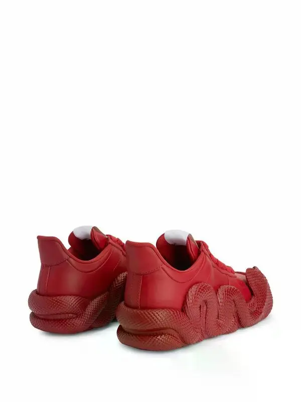 GIUSEPPE ZANOTTI Cobras Snake-trimmed Low-top Sneakers - Red
