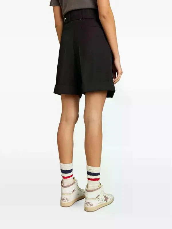 GOLDEN GOOSE Belted Black Virgin Wool Blend Shorts