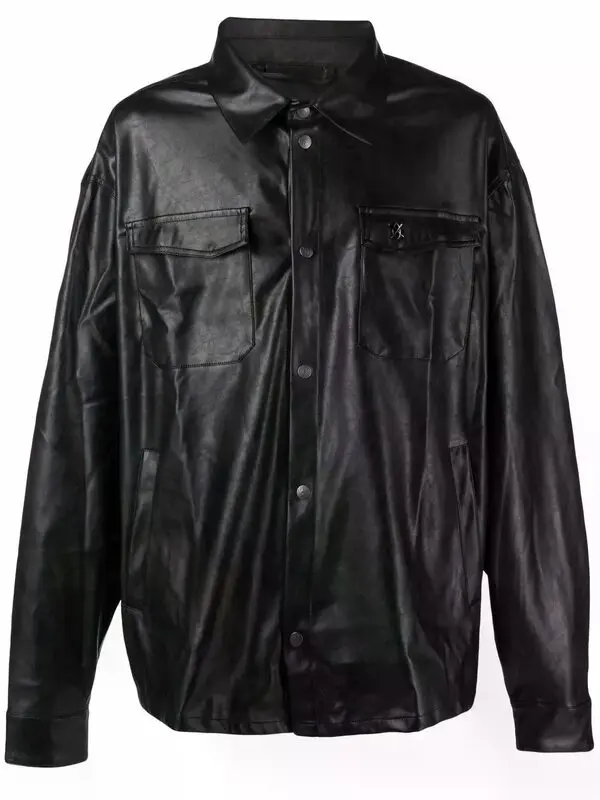 DAILY PAPER Long-sleeved Faux-leather Shirt