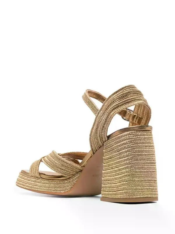 CastaÑer Woven Metallic Slingback Sandals With Platform