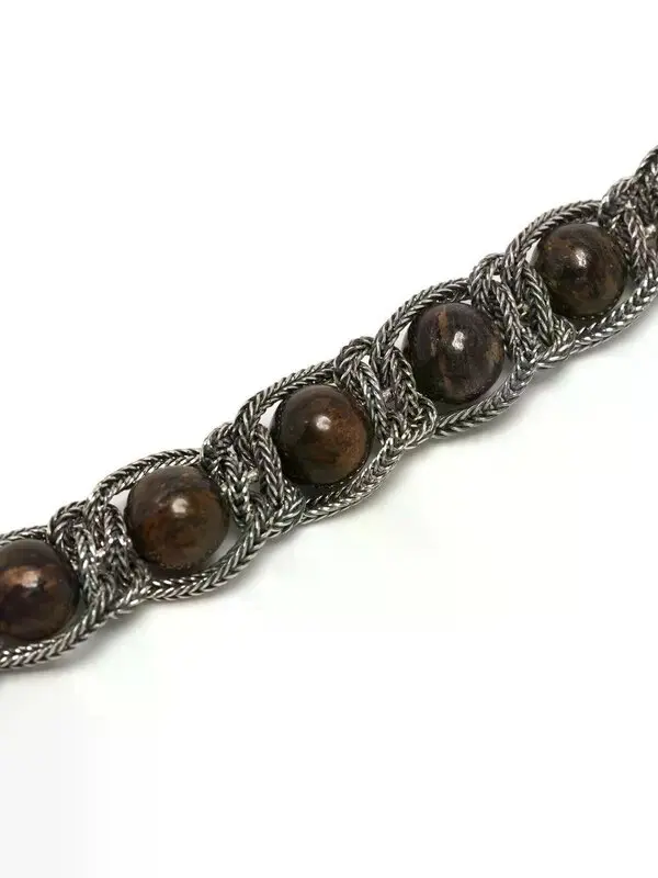Emanuele Bicocchi Tiger Eye Beaded Bracelet - Silver