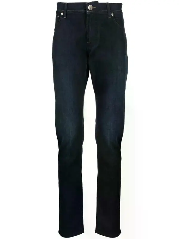 Corneliani Straight Leg Jeans With Embroidered Logo