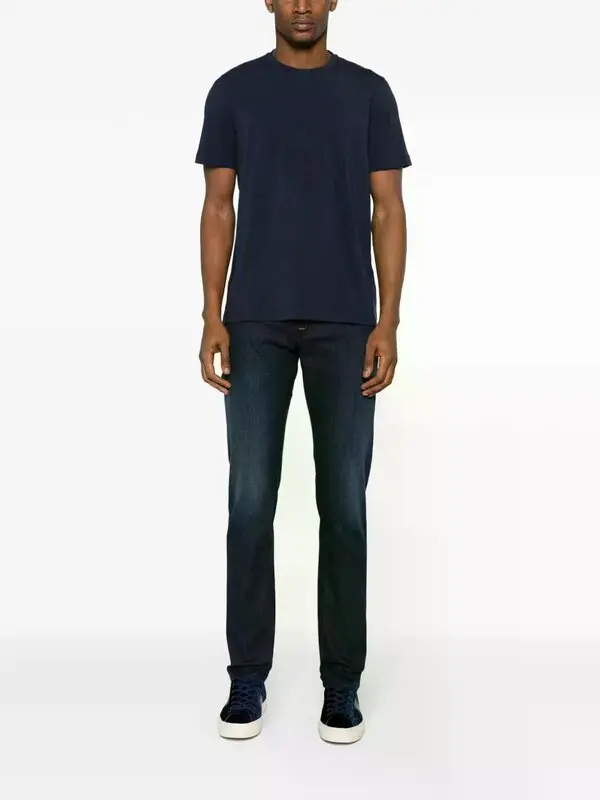Corneliani Straight Leg Jeans With Embroidered Logo