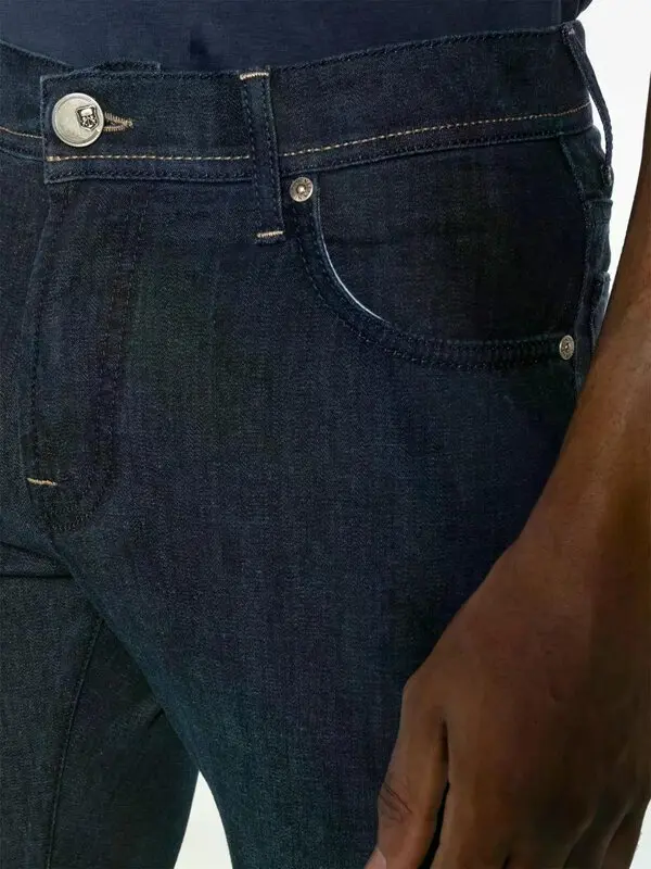 Corneliani Straight Leg Jeans With Embroidered Logo