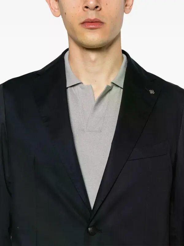 Tagliatore Notched-lapels Single-breasted Blazer - Blue