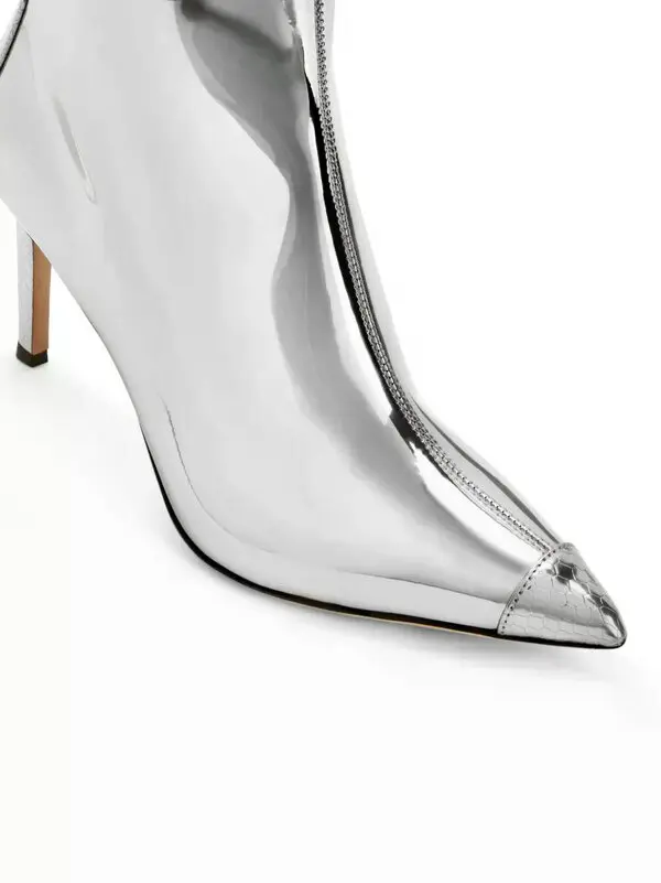 GIUSEPPE ZANOTTI 85mm Metallic Effect Pointed Toe Ankle Boots - Silver