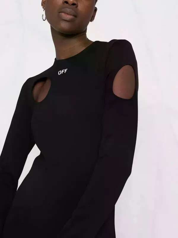 Off-White Meteor Logo Knitted Dress - Black