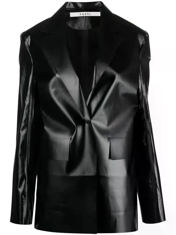 KASSL EDITIONS High-shine Faux Leather Blazer