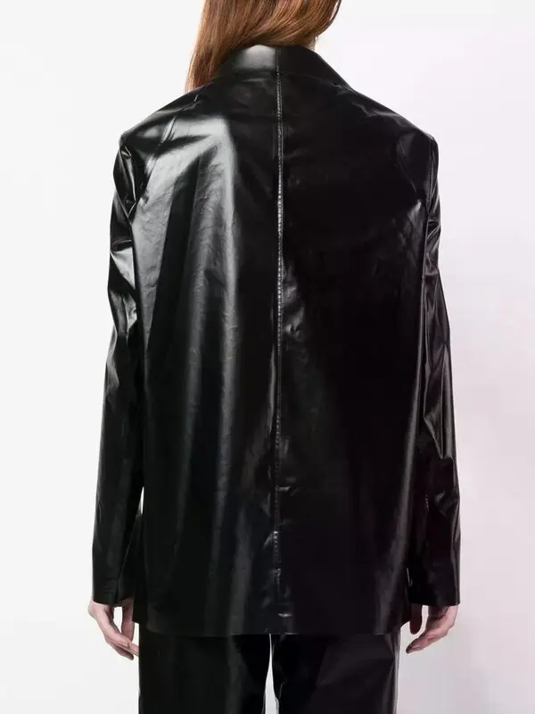 KASSL EDITIONS High-shine Faux Leather Blazer