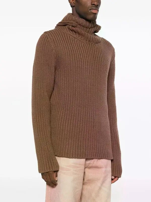 LANVIN Ribbed Knit Hooded Jumper