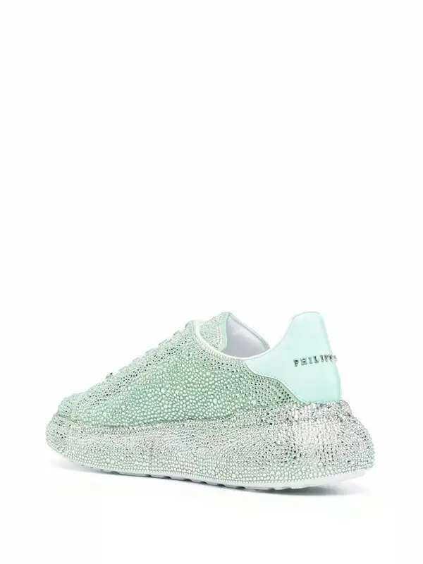 Philipp Plein Embellished Crystal Low-top Sneakers - Green