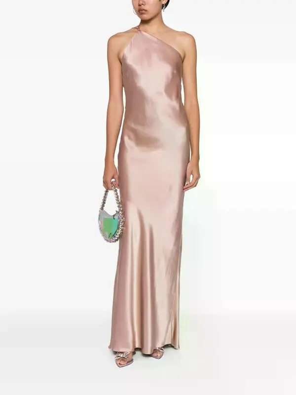 Michelle Mason One-shoulder Bias Silk Gown