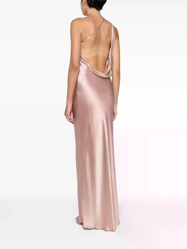 Michelle Mason One-shoulder Bias Silk Gown