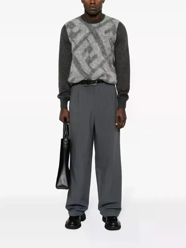 Fendi Ff-motif Knitted Jumper - Grey