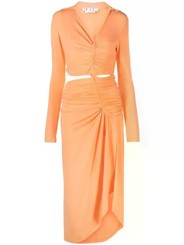 Off-White Draped Cut-out Midi Dress