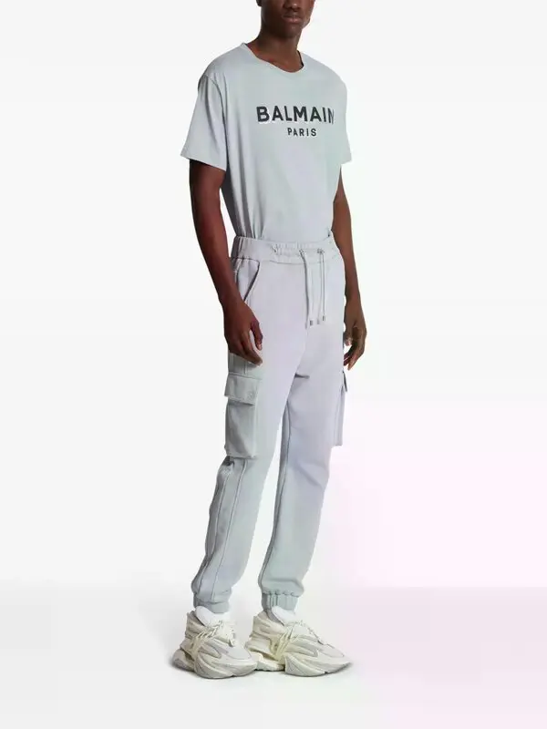Balmain Logo-print Cotton Cargo Track Pants - Grey