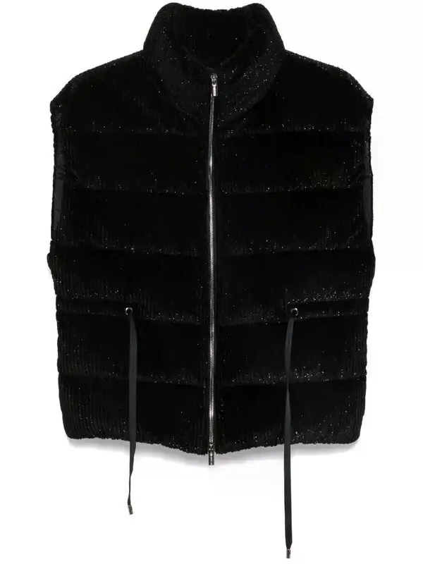Peserico Corduroy Gilet With Metallic Threading - Black