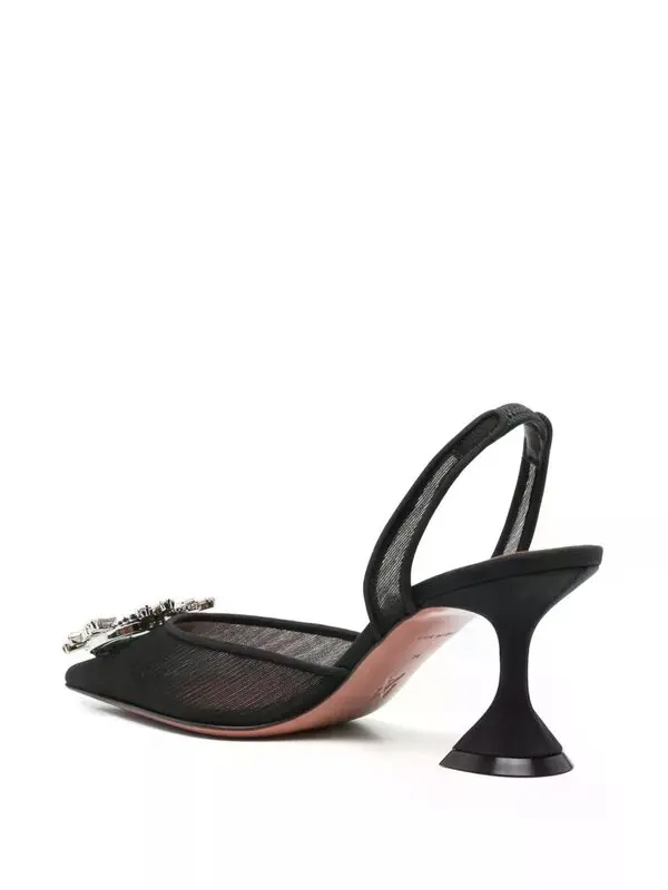 Amina Muaddi 75mm Begum Glass Slingback Pumps
