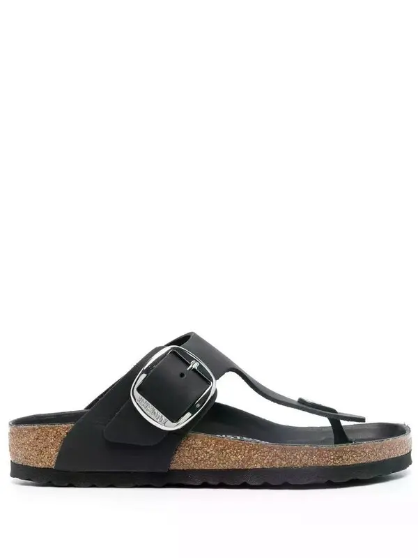 BIRKENSTOCK Gizeh Leather Buckle Sandals - Black