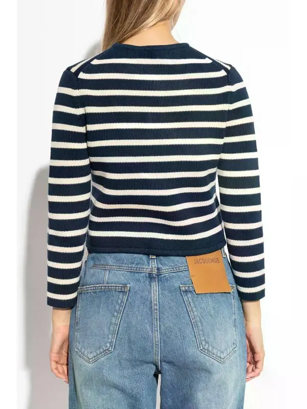 Theory Striped Crew Neck Cardigan