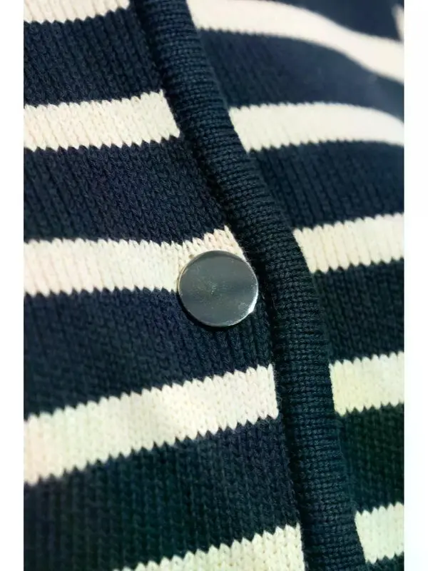 Theory Striped Crew Neck Cardigan