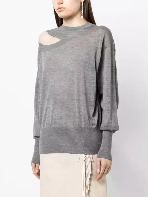 Stella McCartney Fine-knit Cut-out Jumper - Grey