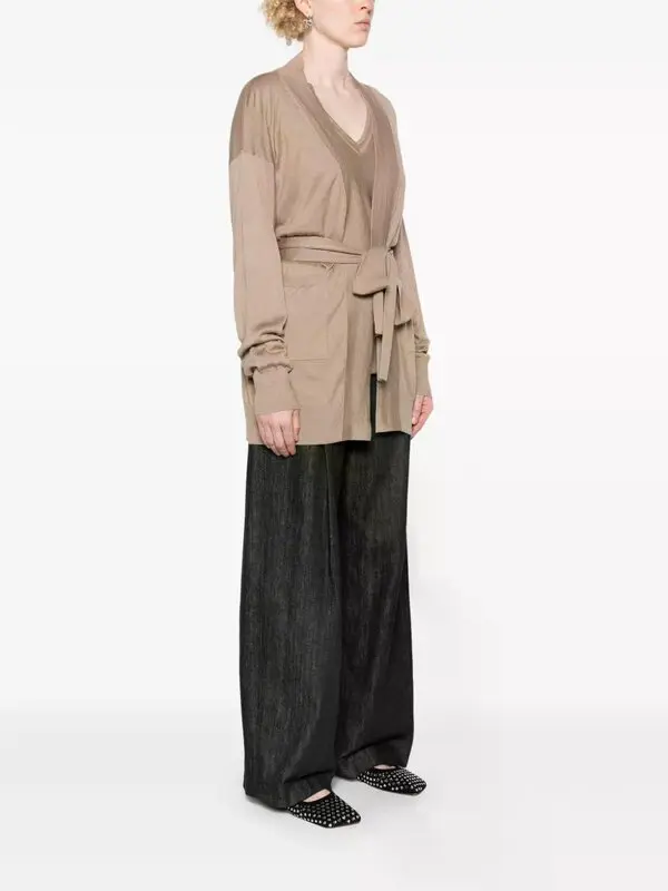 WILD CASHMERE Scarlet Open-front Belted Cardigan