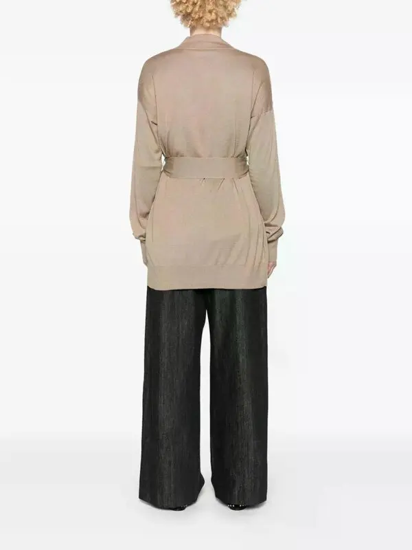WILD CASHMERE Scarlet Open-front Belted Cardigan