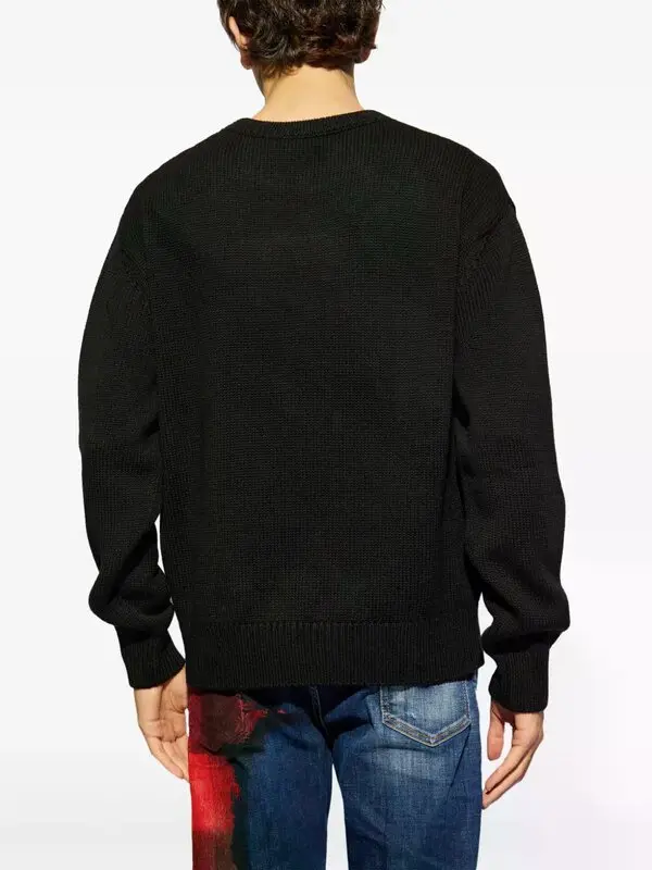 Dsquared2 Intarsia Knit-logo Wool-blend Jumper - Black