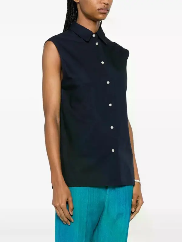 Officine Générale Sleeveless Organic Cotton Poplin Shirt